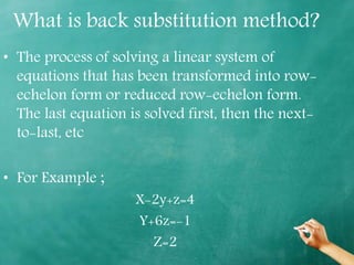 linear equation and gaussian elimination | PPTX