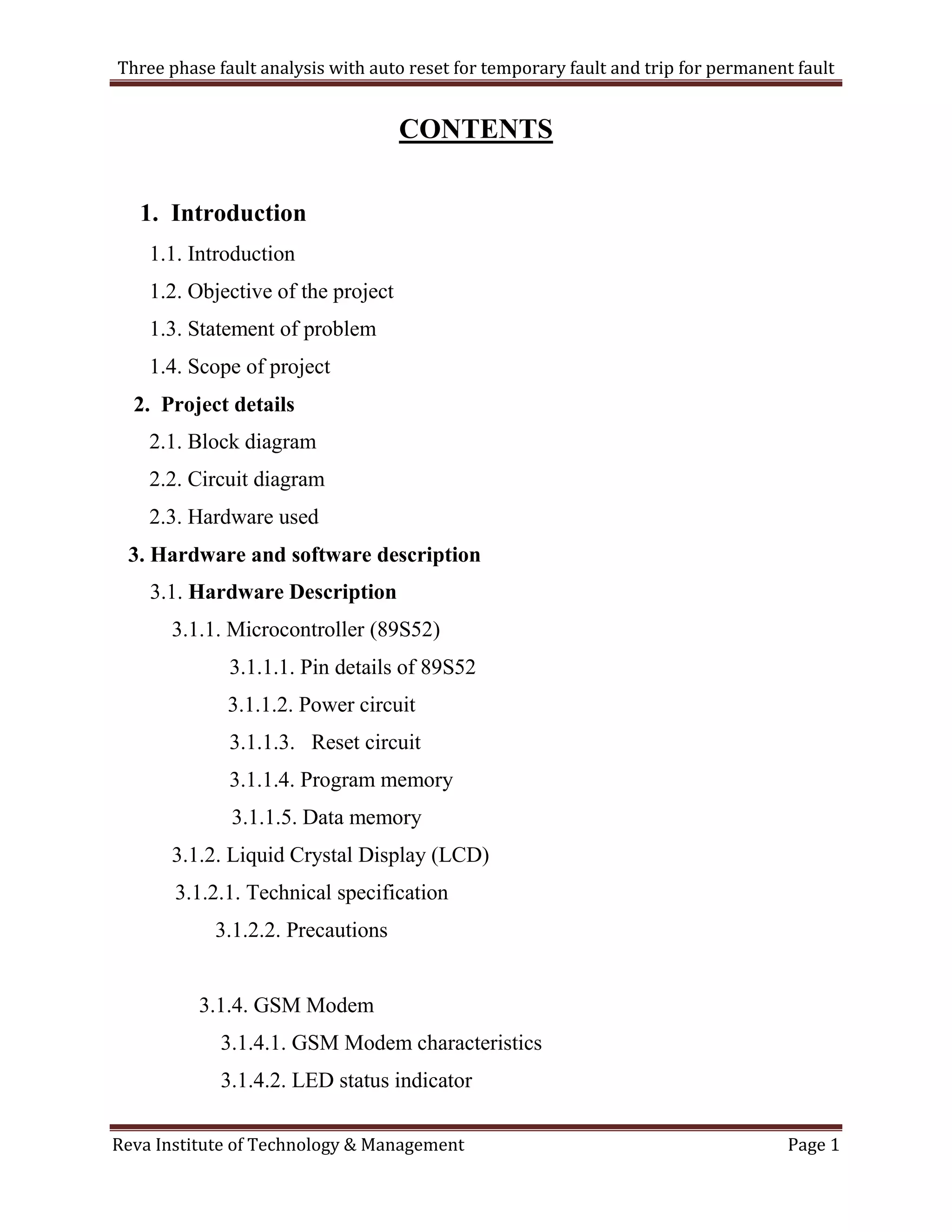 three phase fault analysis with auto reset for temporary fault and trip for permanent fault full ...