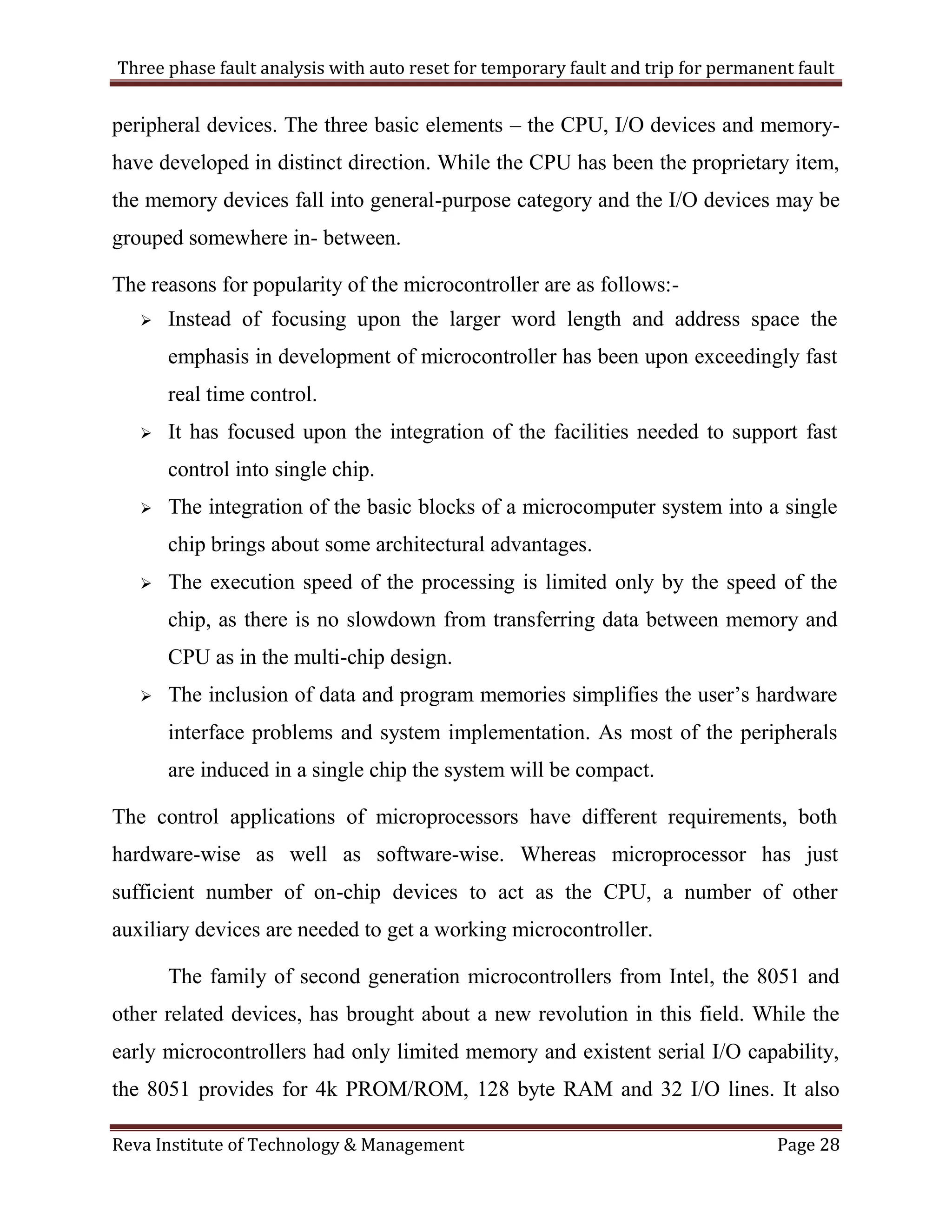 three phase fault analysis with auto reset for temporary fault and trip ...