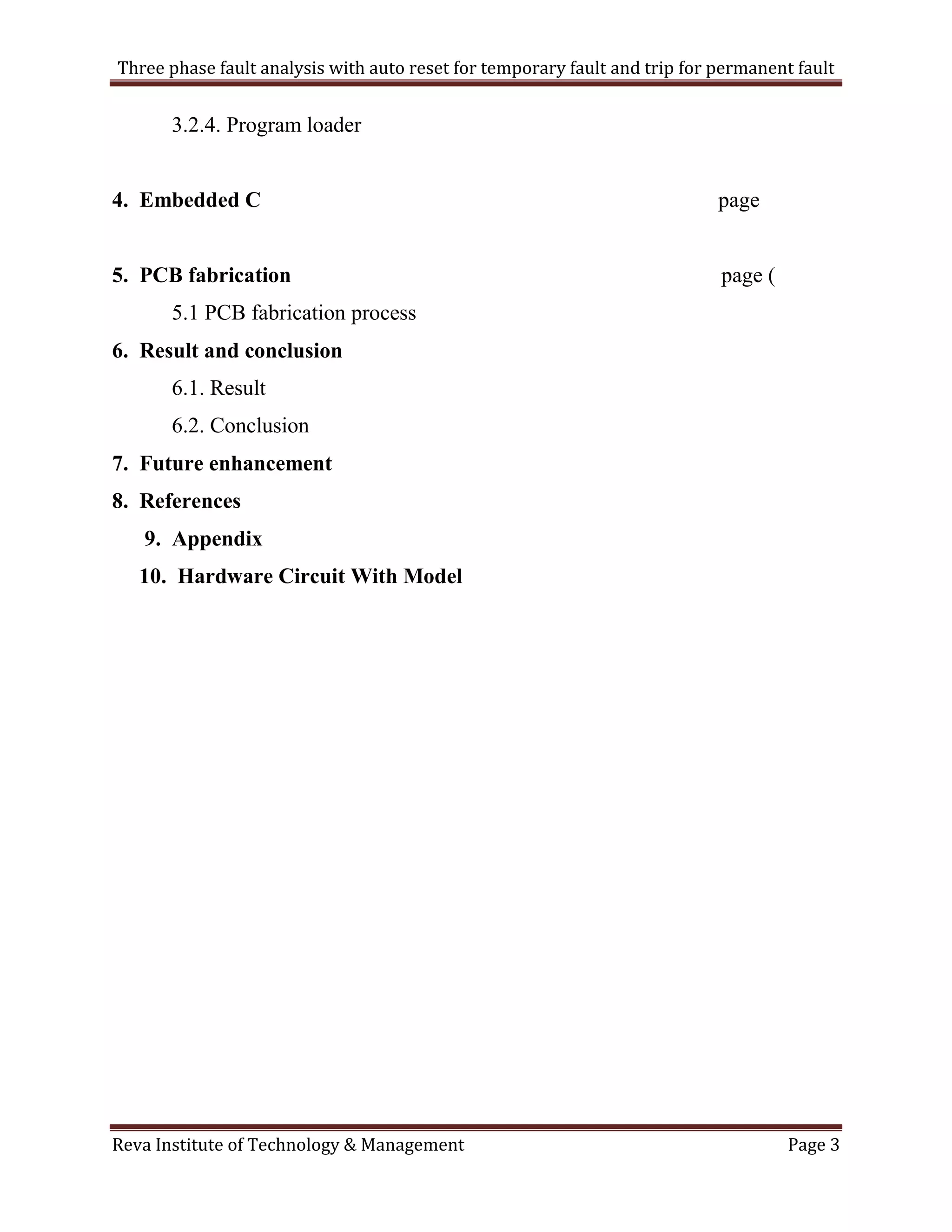 three phase fault analysis with auto reset for temporary fault and trip for permanent fault full ...