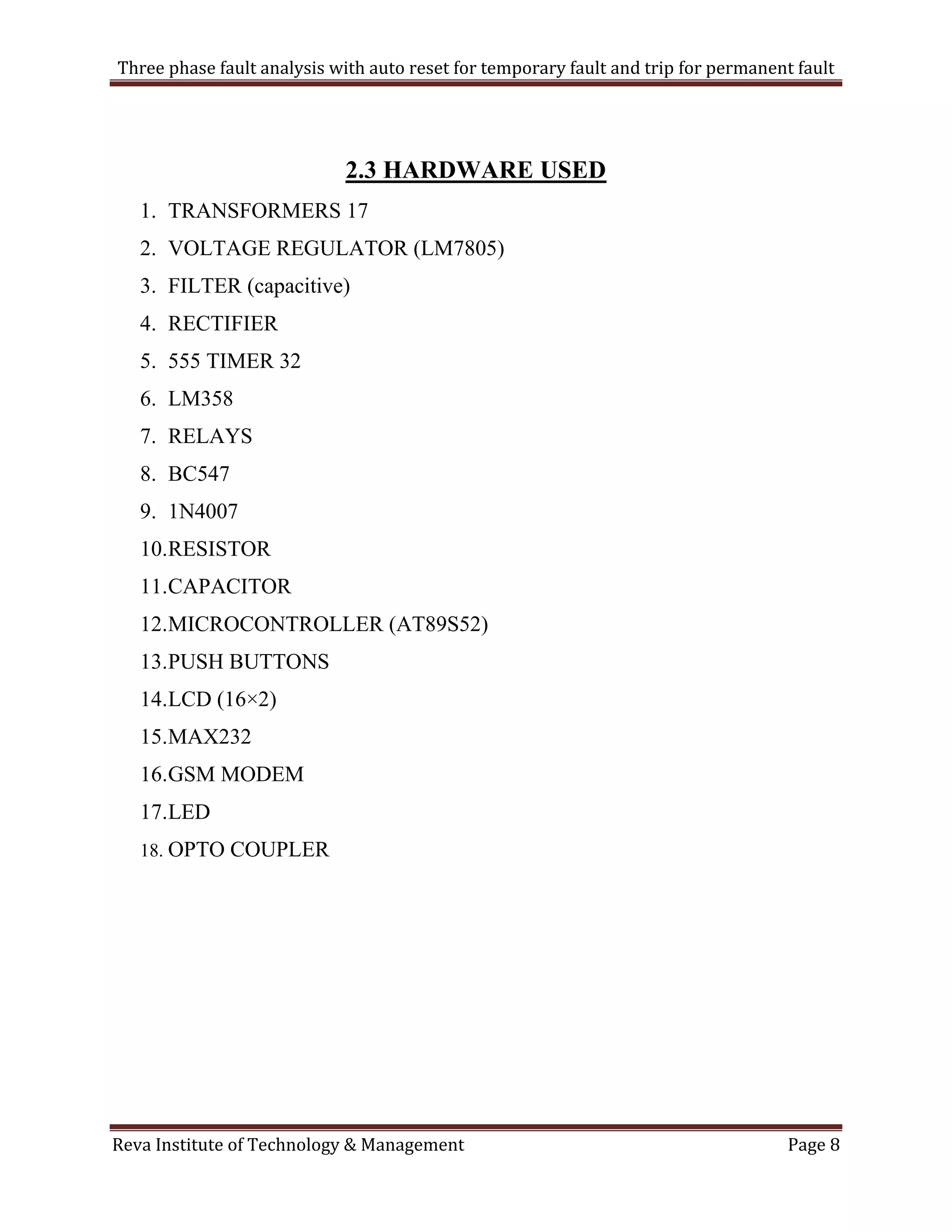 three phase fault analysis with auto reset for temporary fault and trip for permanent fault full ...