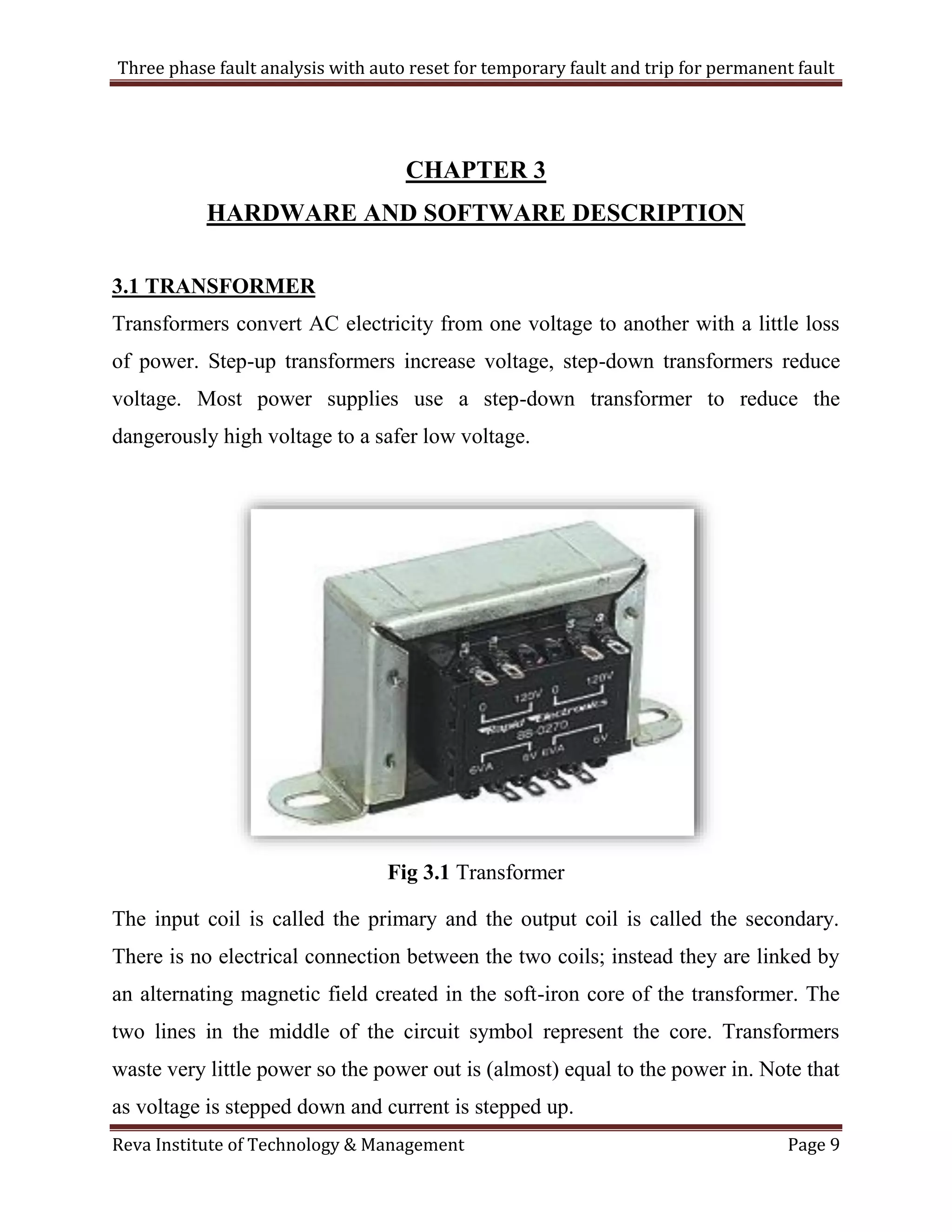 three phase fault analysis with auto reset for temporary fault and trip for permanent fault full ...