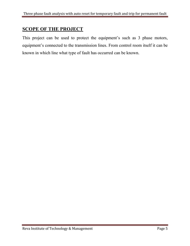 Three Phase Fault Analysis With Auto Reset For Temporary Fault And Trip For Permanent Fault Full