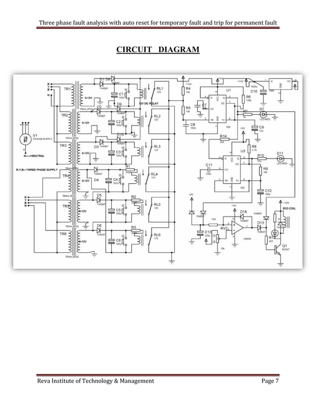 Three Phase Fault Analysis With Auto Reset For Temporary Fault And Trip For Permanent Fault Full