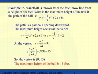 2.1 graphing quadratic functions | PPT