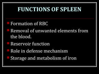 SPLEEN AND RETICULOENDOTHELIAL SYSTEM | PPT