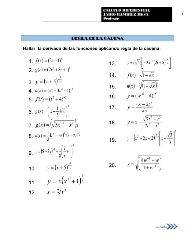 TALLER REGLA DE LA CADENA | PDF