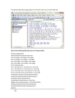 Forgot Password to Unprotect Excel Sheet in Two Cases | PDF