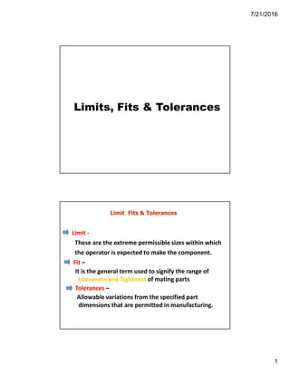 2.3 limit,fits,tolerance & gauges | PDF