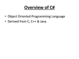 2. overview of c# | PPT