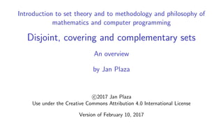 2.5 Disjoint, covering and complementary sets | PPT