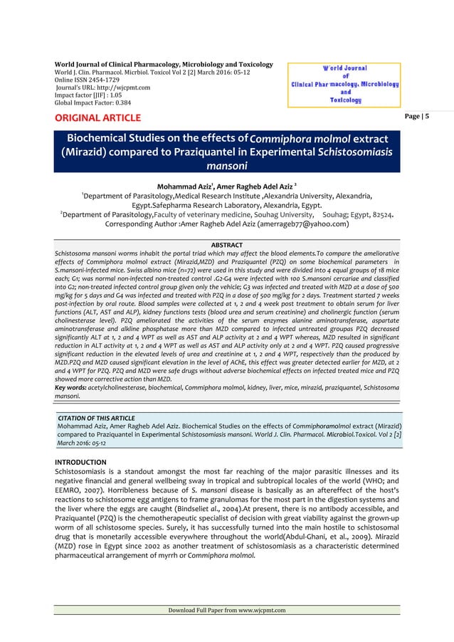 Biochemical studies on the effects of Commiphora molmol extract ...