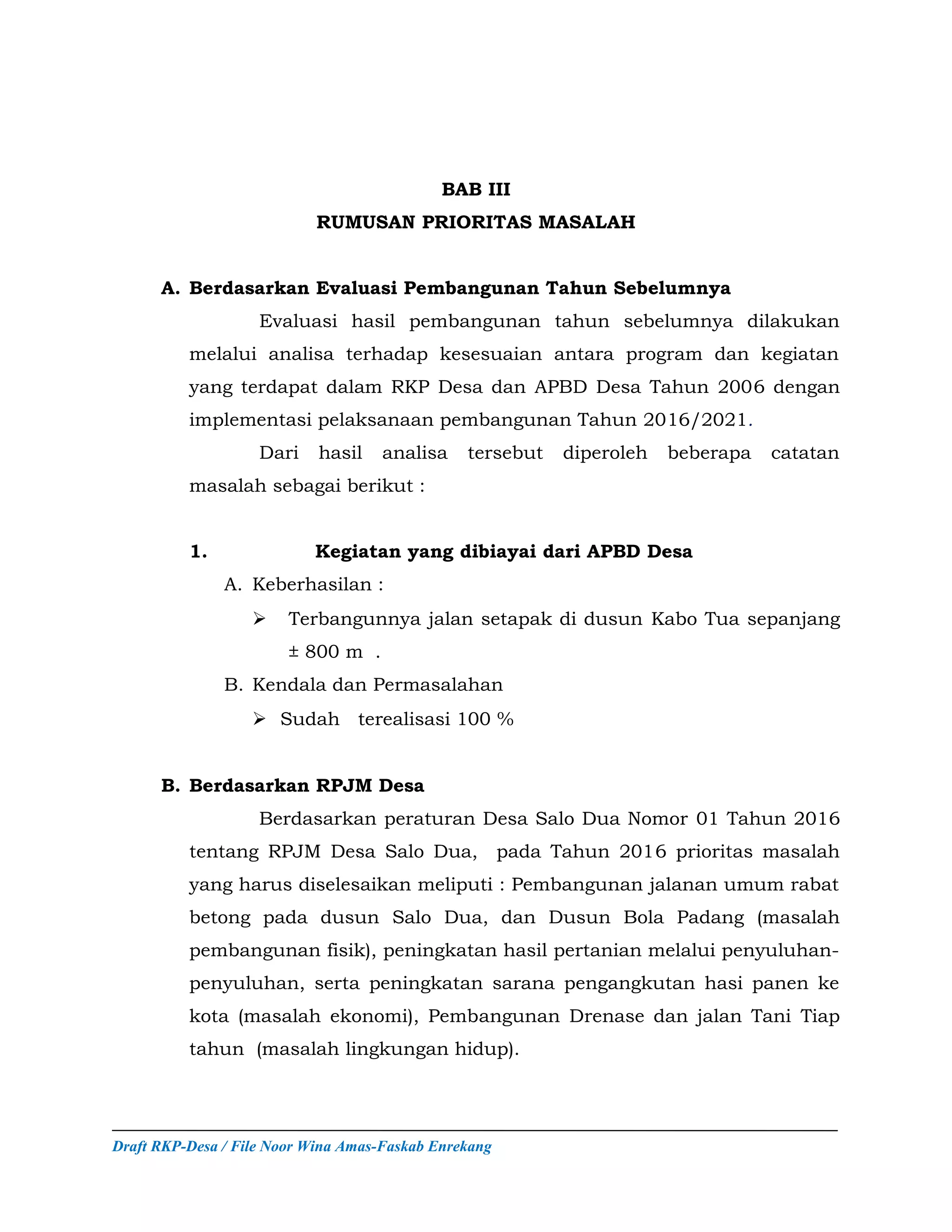 2. draft contoh naskah rkp des | PDF