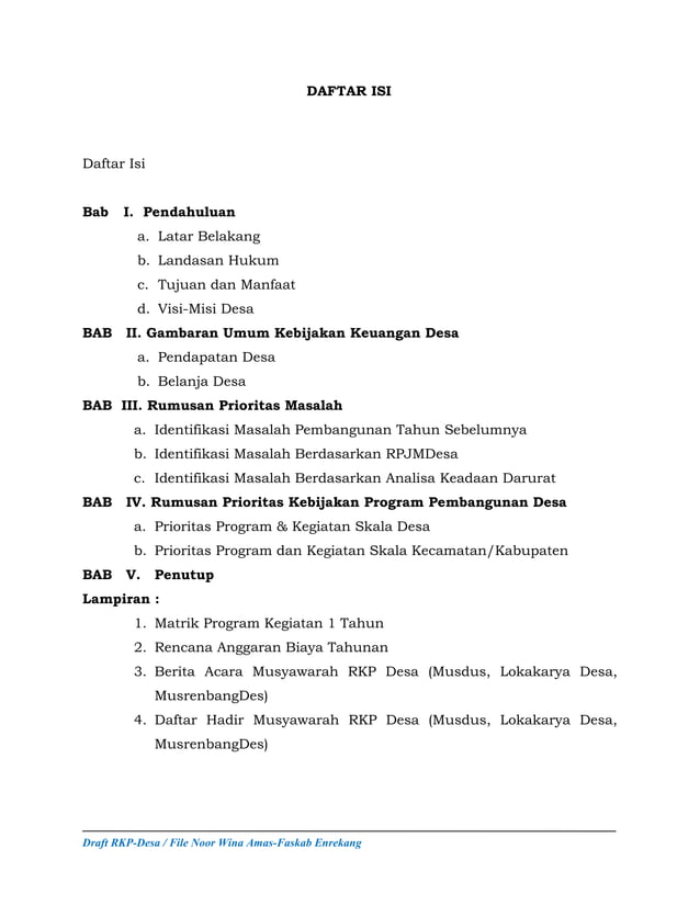 2. draft contoh naskah rkp des | DOC