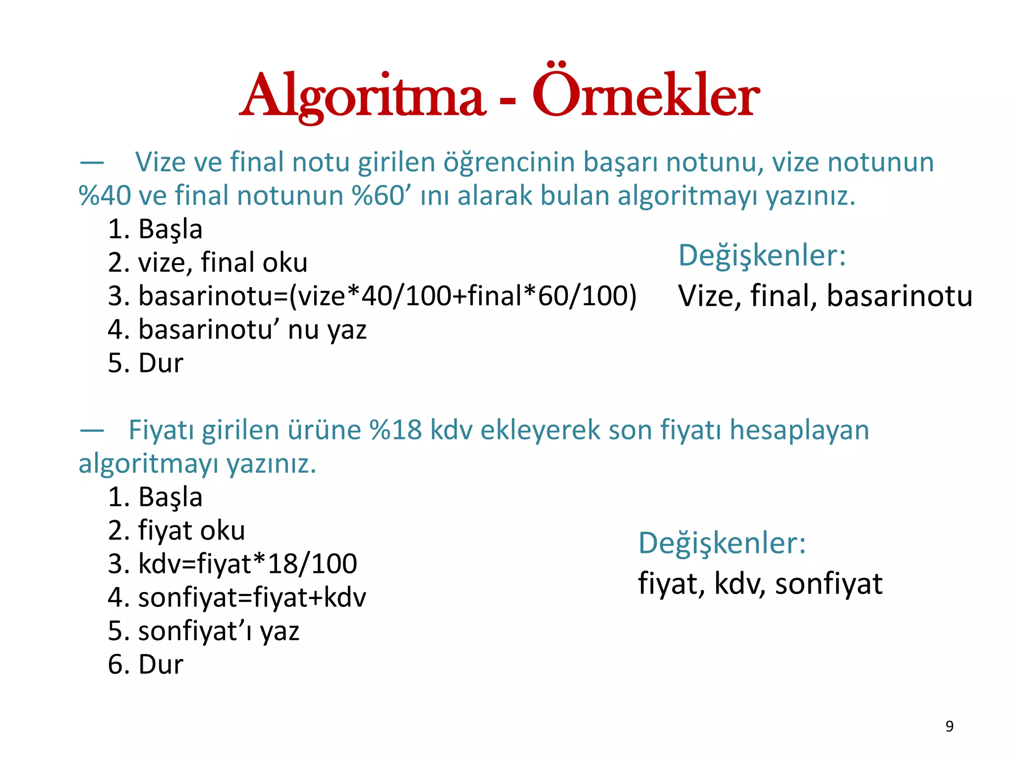 Algoritma ve akış şemaları | PDF