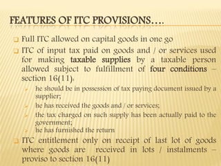 Input Tax Credit (itc) Under GST Provision | PDF