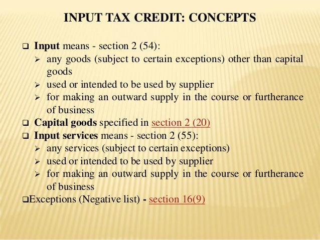 Input Tax Credit Itc Under Gst Provision
