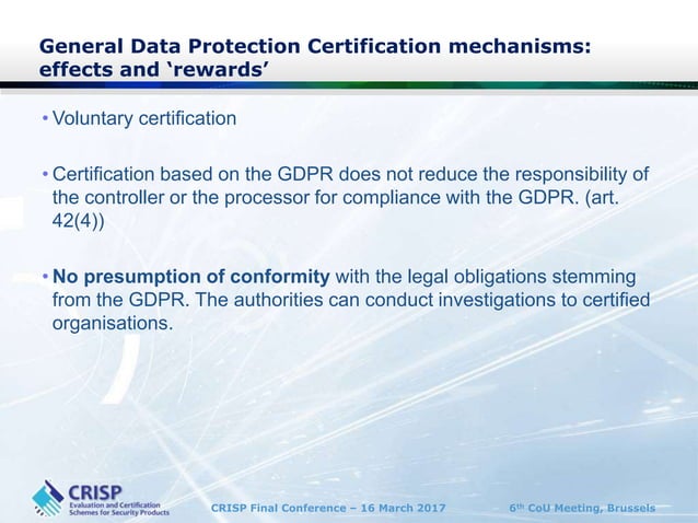 EU Data Protection, Legislation and Certification | PPTX