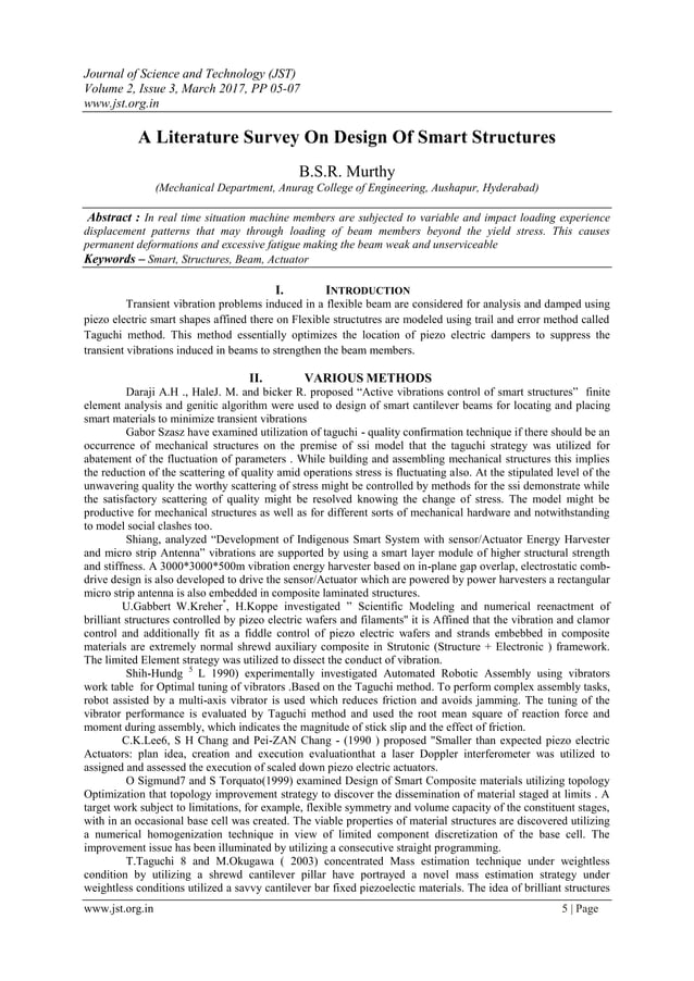 2.a literature survey on design of smart structures | PDF | Physics | Science