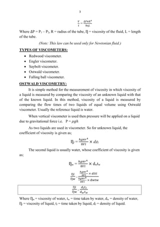 Viscosity or Viscometery | PDF