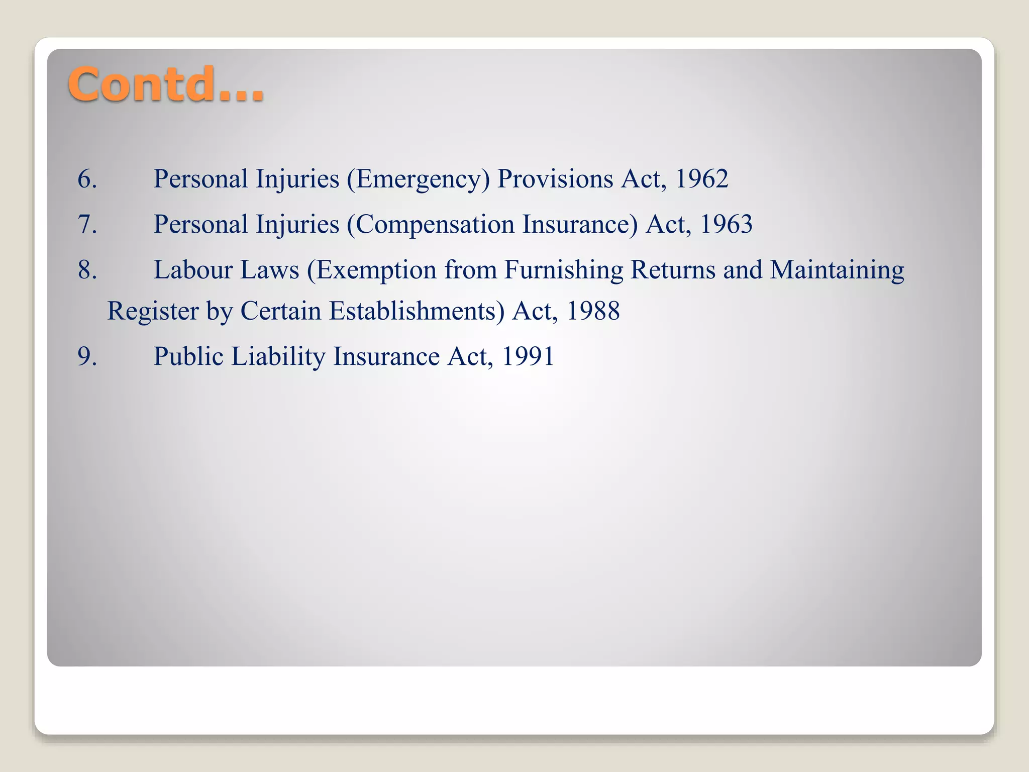 CLASSIFICATION OF VARIOUS LABOUR LAWS IN INDIA | PPTX