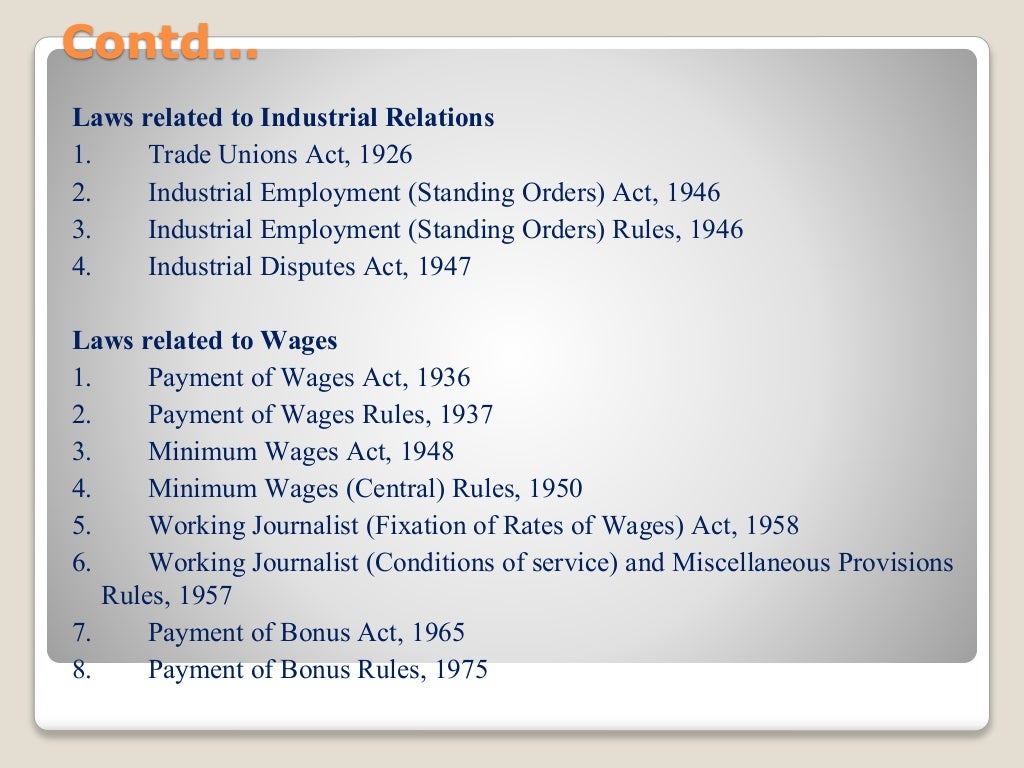 CLASSIFICATION OF VARIOUS LABOUR LAWS IN INDIA classification-of-various-labour-laws-in-india