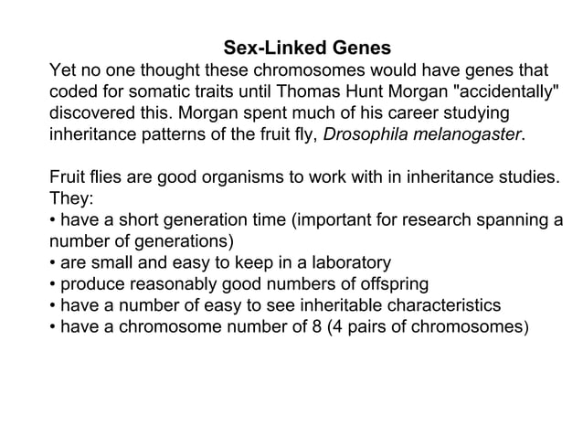 Chromosomal Theory Of Heredity Genetics Of A Sex Ppt