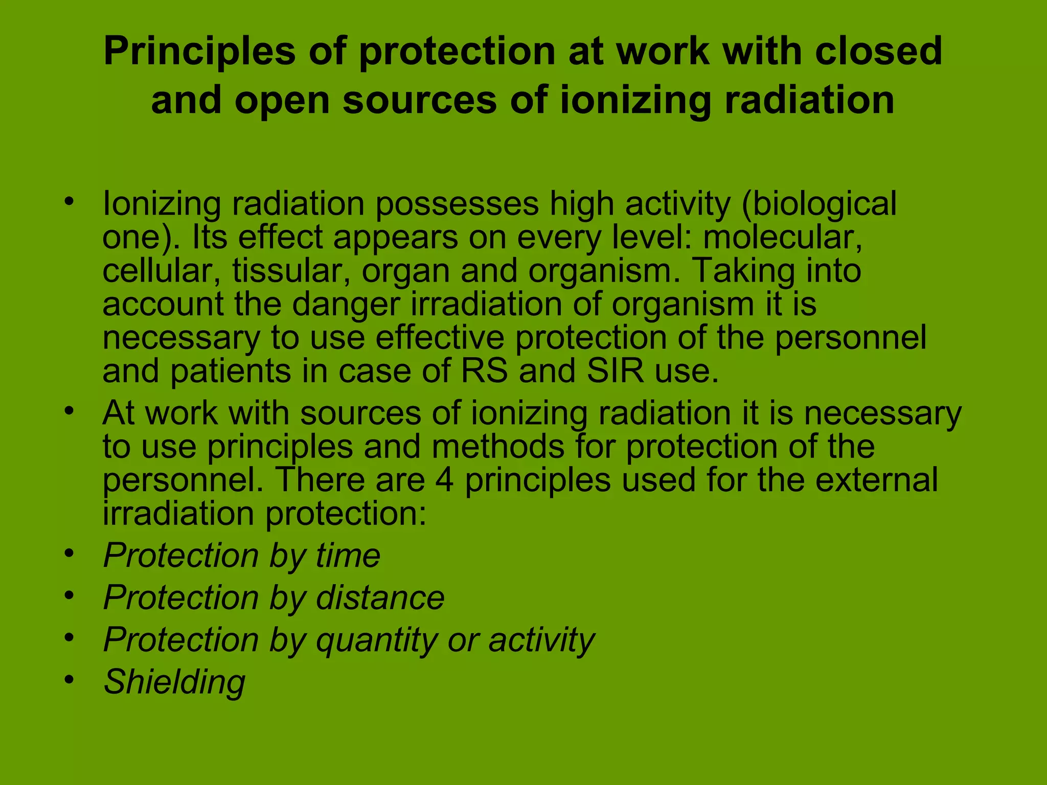Hygienic regulation of ionizing radiation as a base of radiation Safety ...