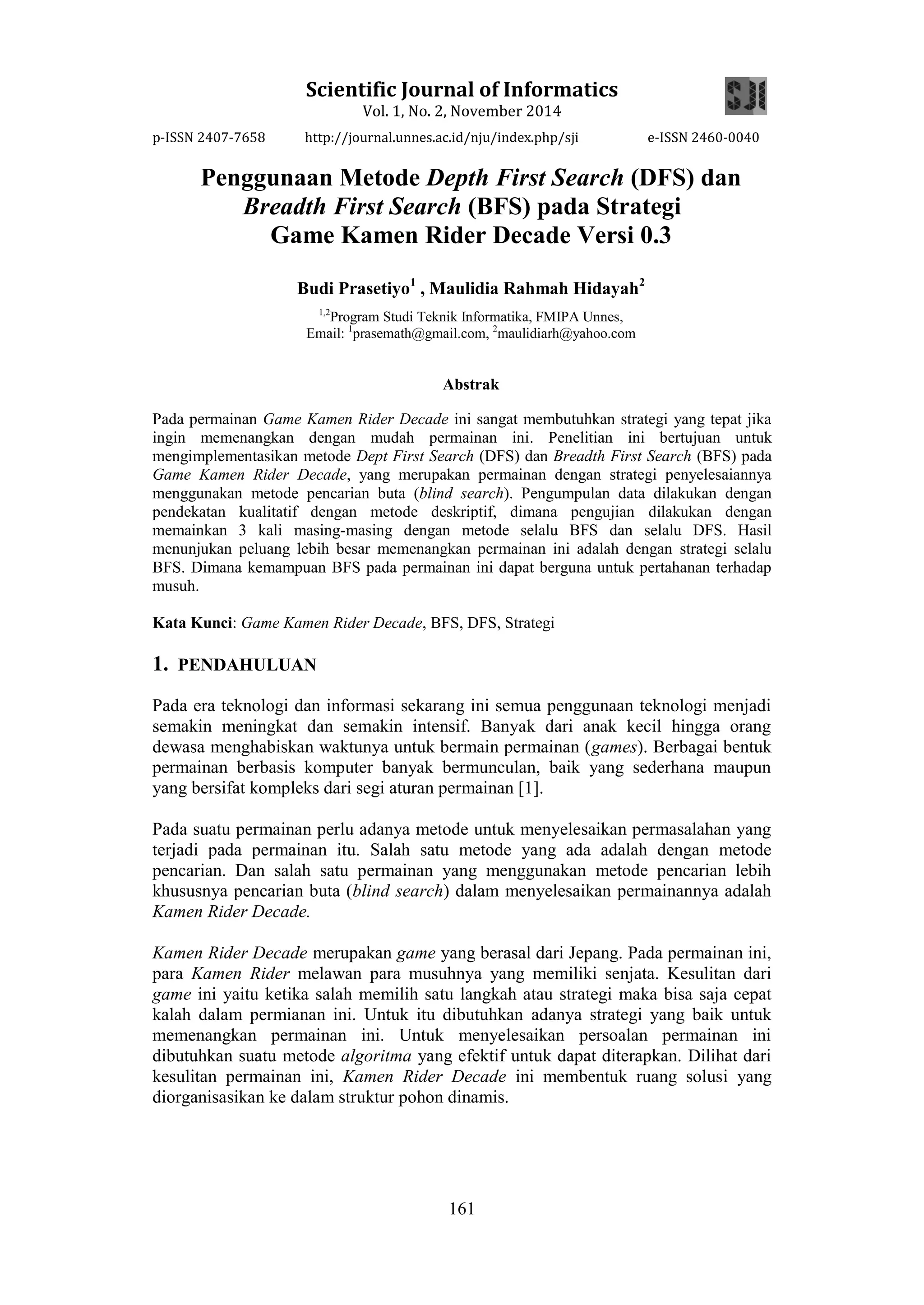 Jurnal Journal - Penggunaan Metode Depth First Search (DFS) dan Breadth ...