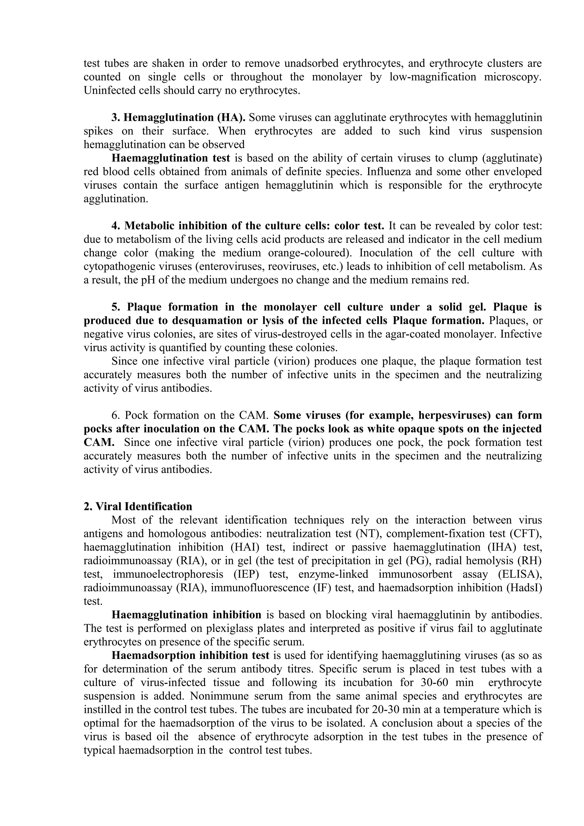 Viruses. Methods of Indication & Identification. Diagnosis of Viral ...
