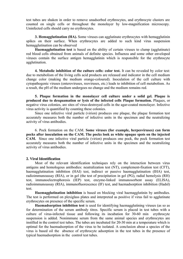 Viruses. Methods of Indication & Identification. Diagnosis of Viral ...