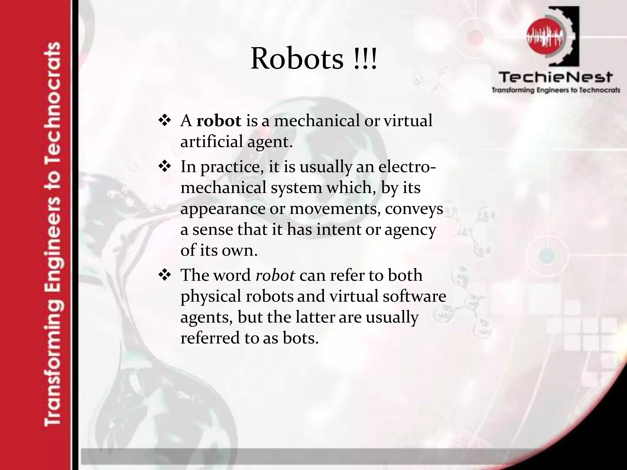 TechieNest robotics | PPTX | Robotics | Technology & Computing