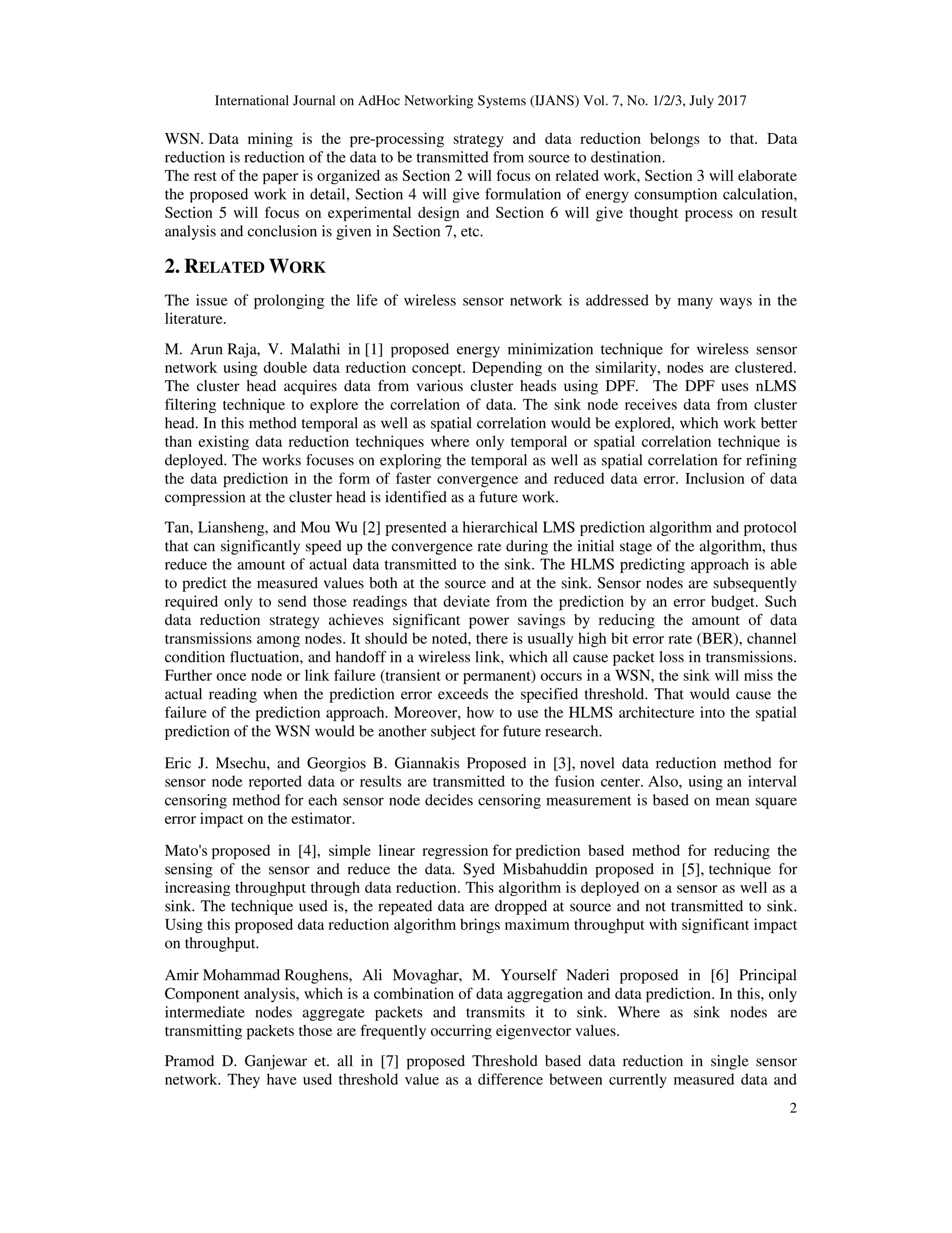 THRESHOLD BASED DATA REDUCTION FOR PROLONGING LIFE OF WIRELESS SENSOR NETWORK | PDF