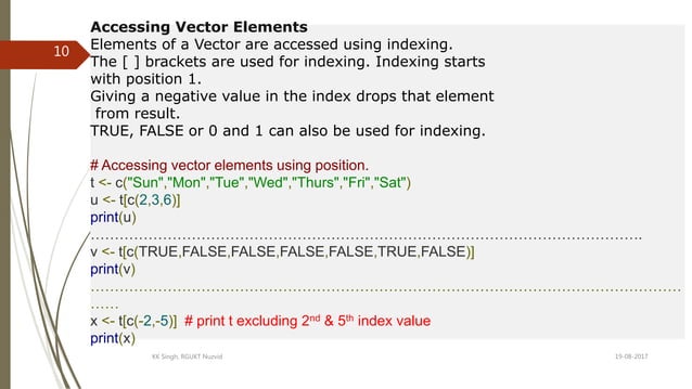 2 R Basics Vectors Arrays Matrices Factors Ppt