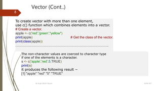 2. R-basics, Vectors, Arrays, Matrices, Factors | PPTX