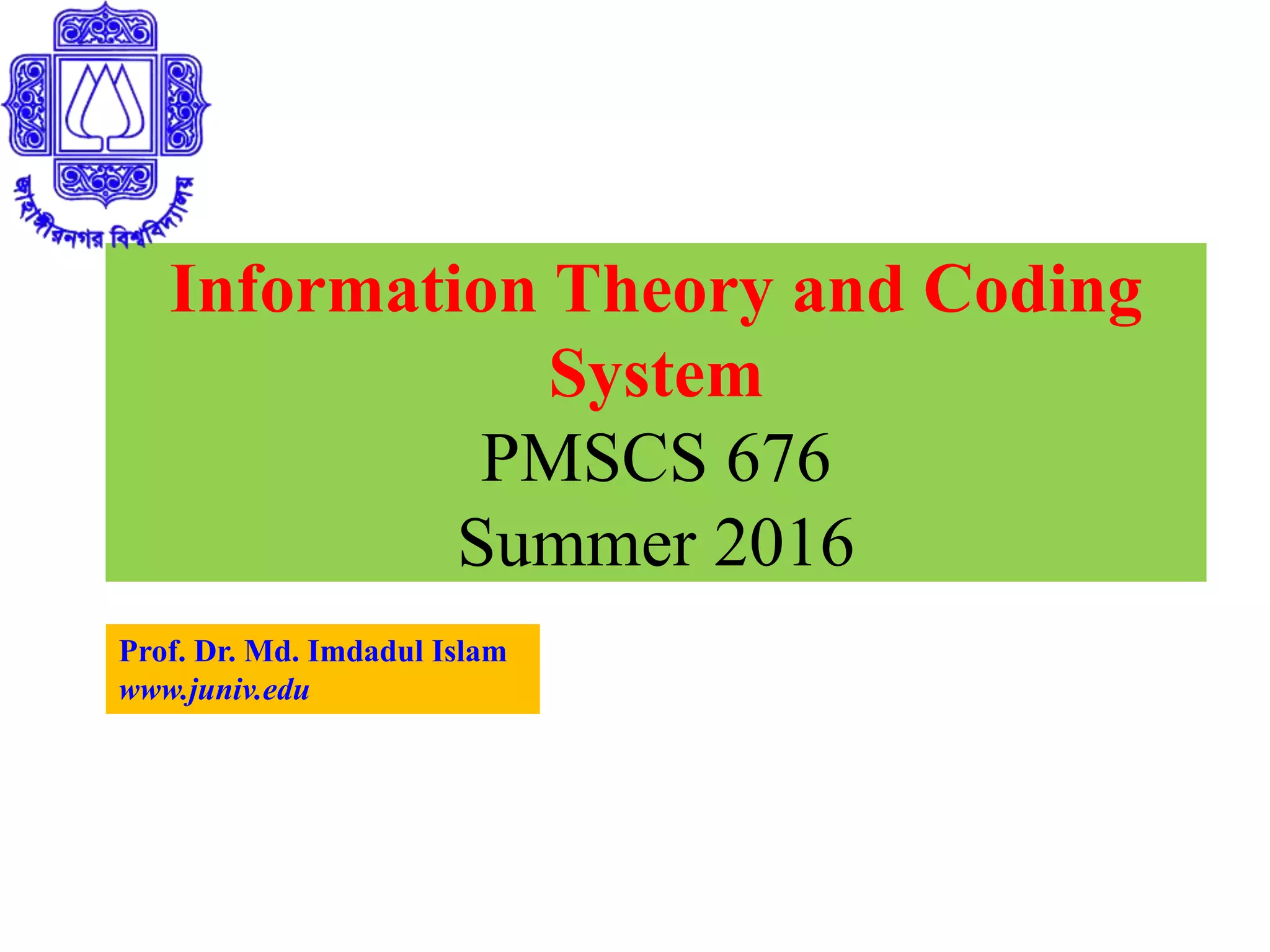 Information Theory Coding 1 | PPTX