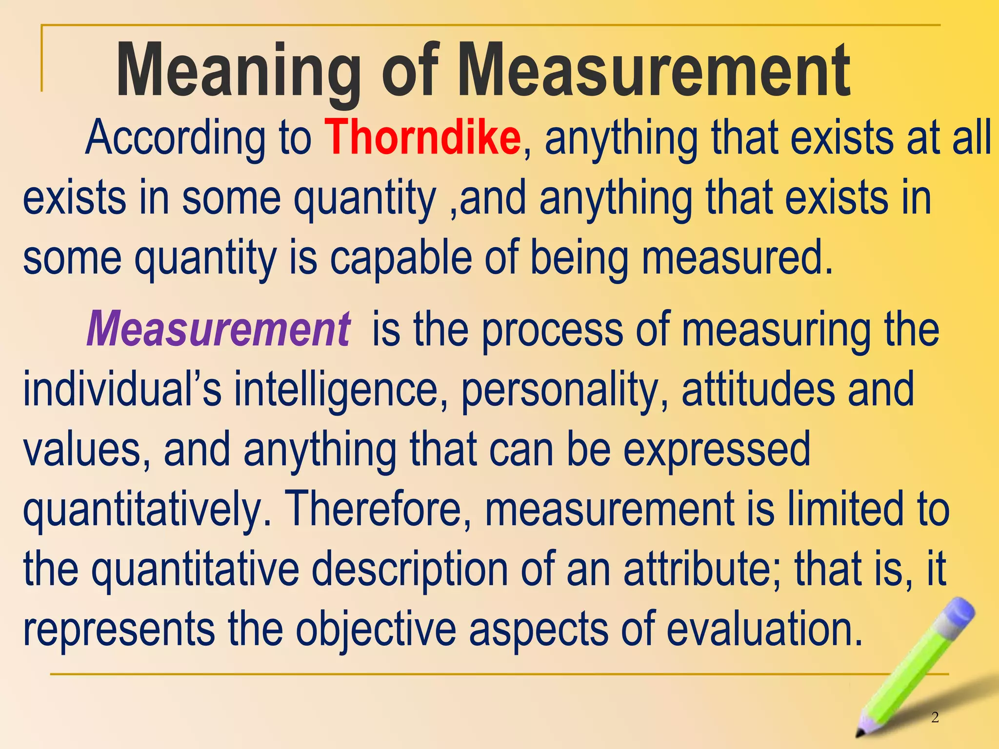 2. meaning of measurement and evaluation | PPTX