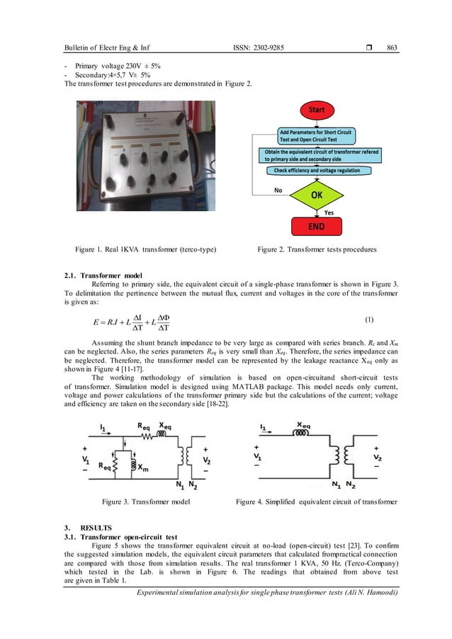 Experimental simulation analysis for single phase transformer tests | PDF
