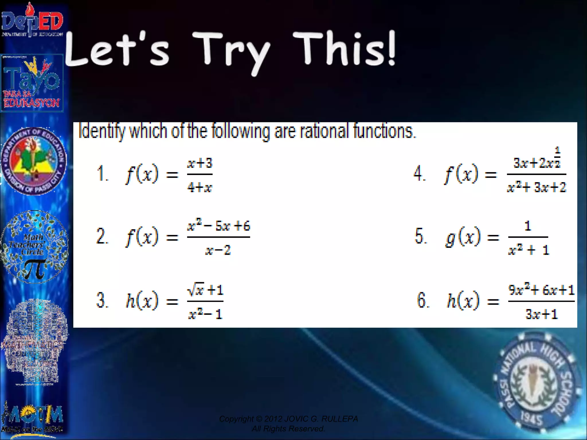 Chapter 2: Rational Function | PPSX