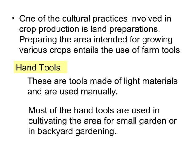 Lesson 1 Use of farm Tools and Equipment | PPT | Agriculture | Industries