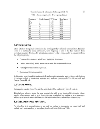 IMPROVE THE QUALITY OF IMPORTANT SENTENCES FOR AUTOMATIC TEXT SUMMARIZATION | PDF