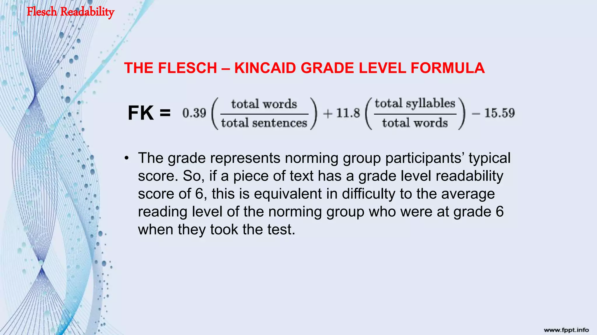 Flesch readability | PPTX