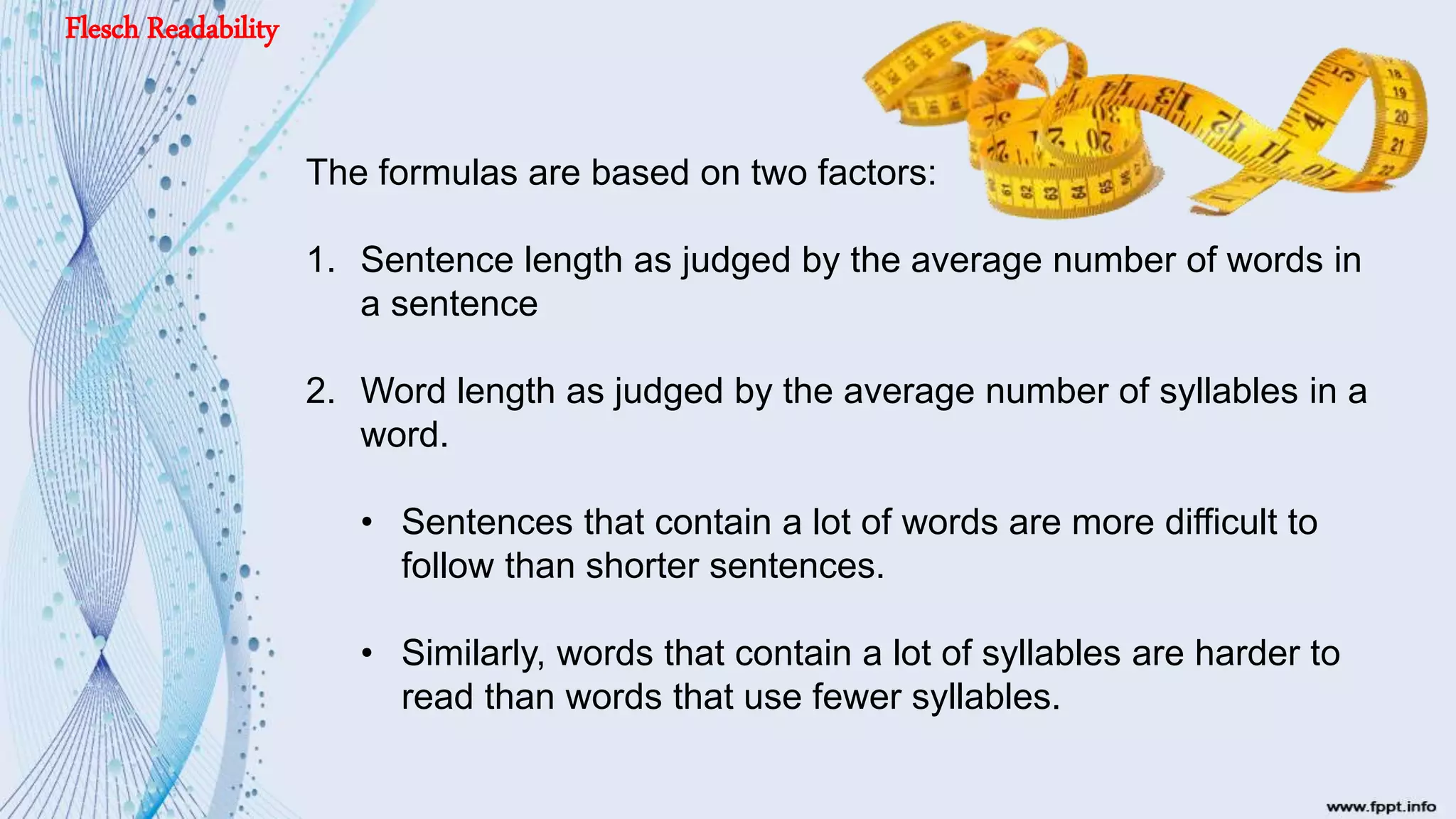 Flesch readability | PPTX