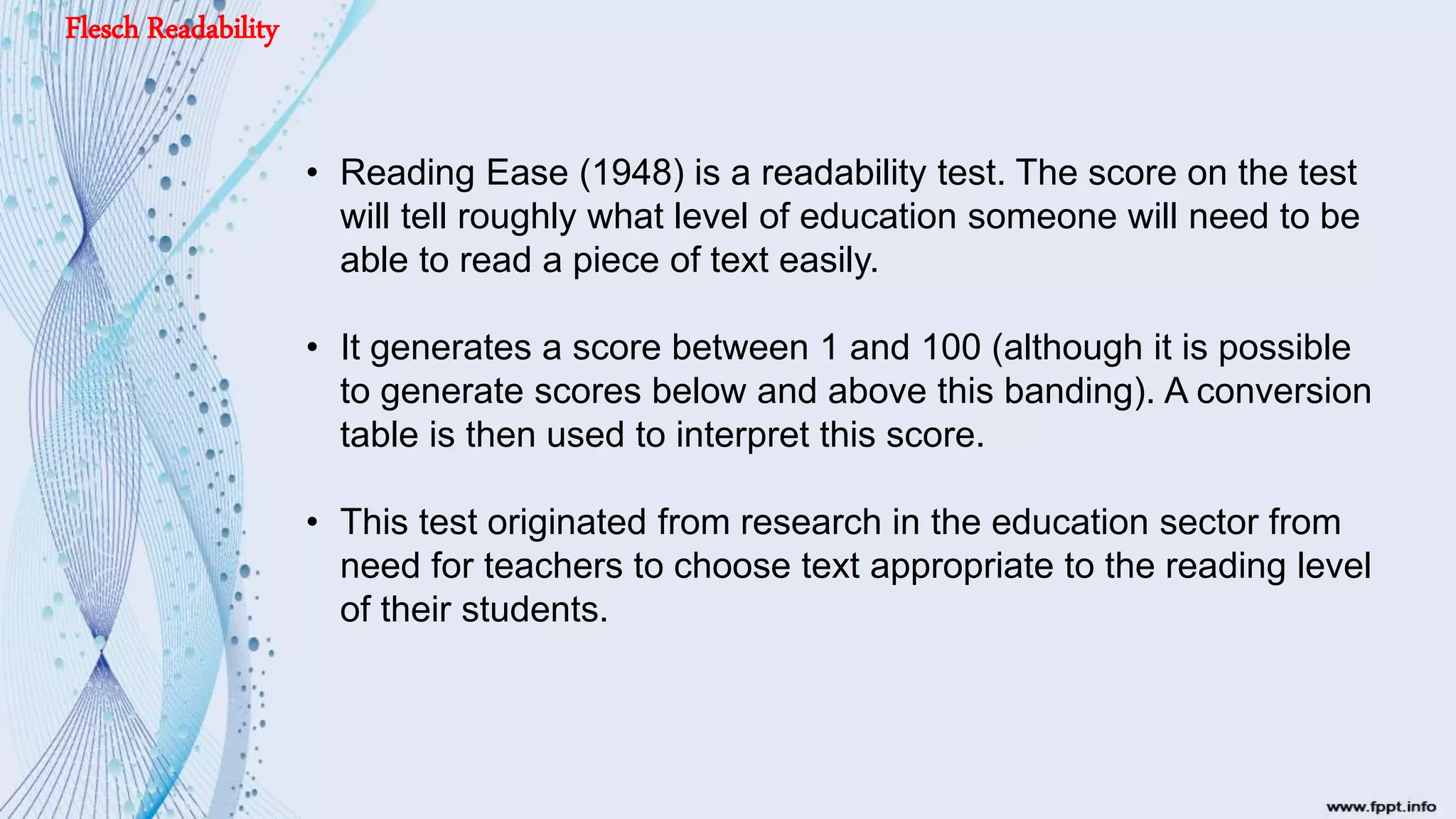 Flesch readability | PPTX