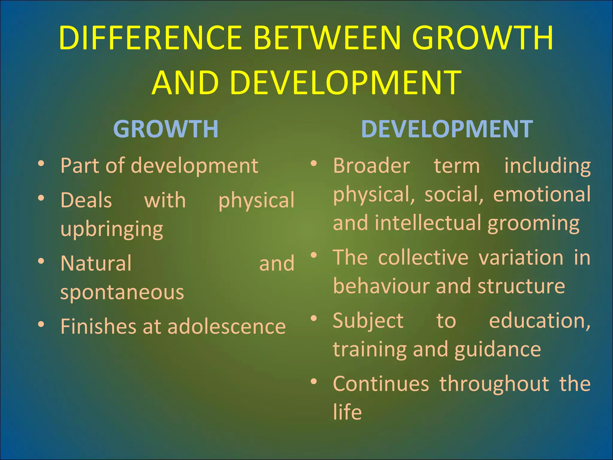 General nature of growth & development | PPT