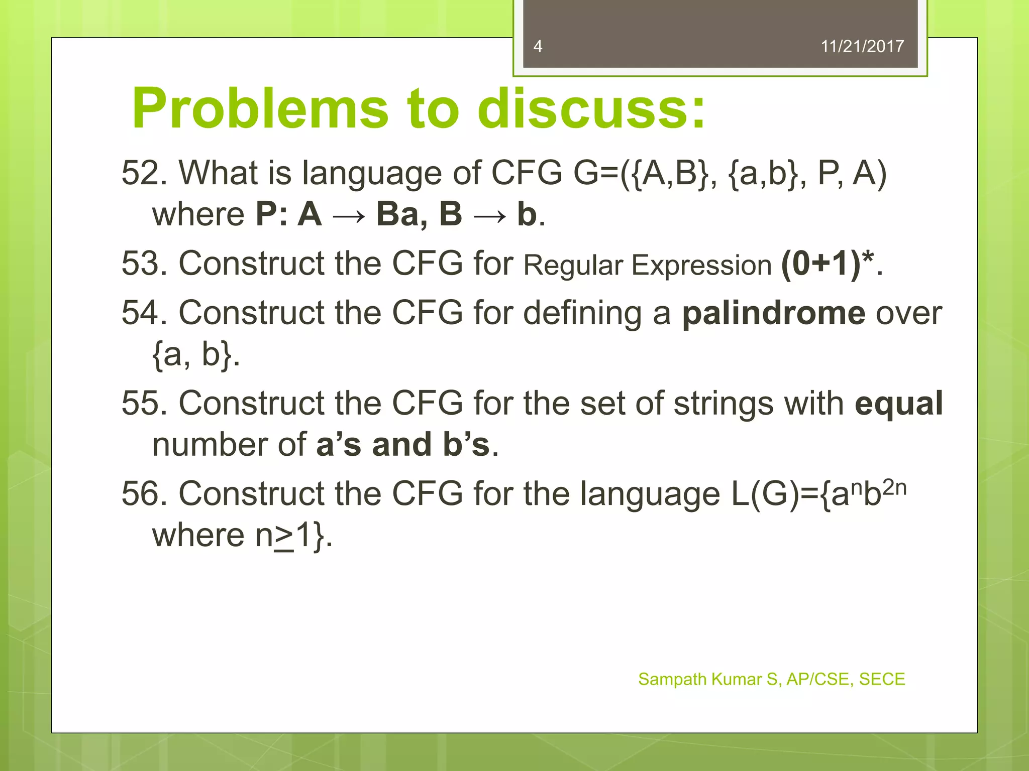 2.3 context free grammars and languages | PPT