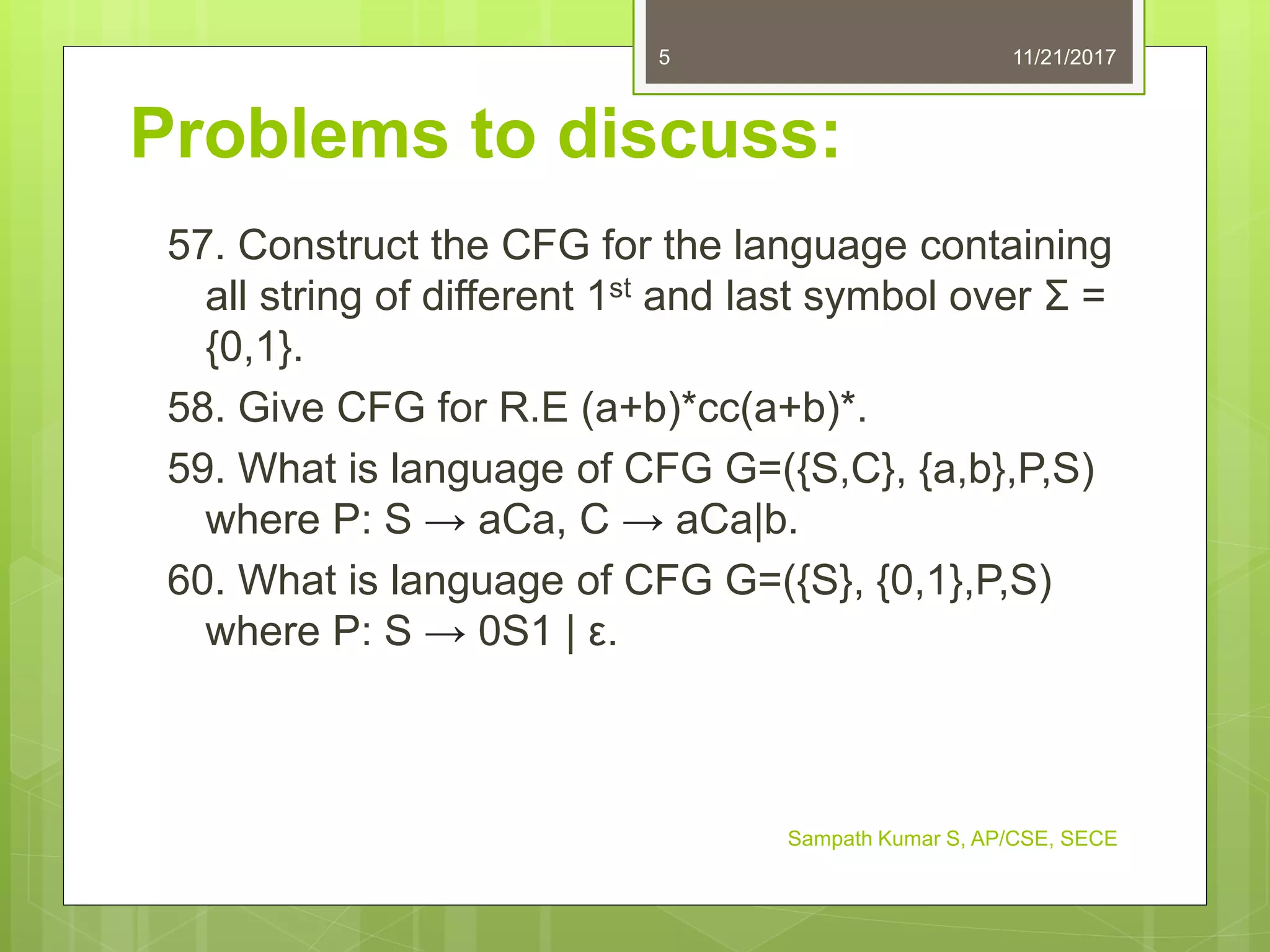2.3 context free grammars and languages | PPT