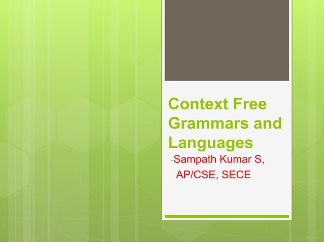23 Context Free Grammars And Languages Ppt 