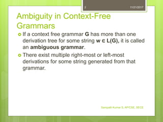 2.5 ambiguity in context free grammars | PPTX