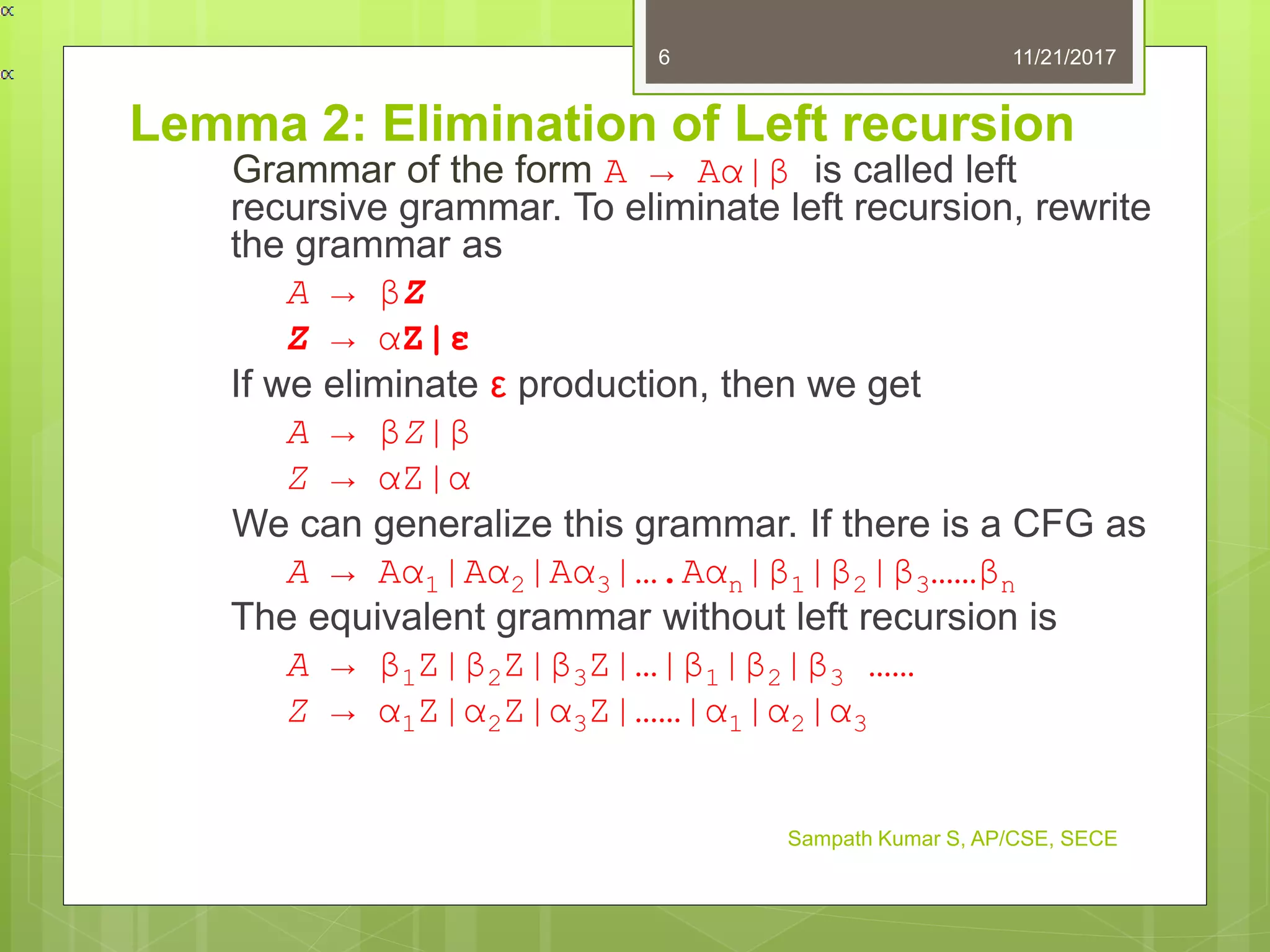 2.8 normal forms gnf & problems | PPTX | Programming Languages | Computing
